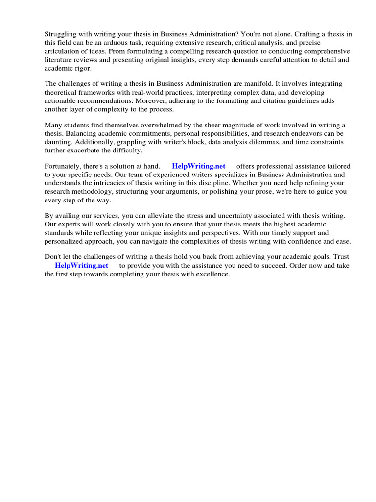Thesis Title in Business Administration | PDF | Thesis | Doctorate