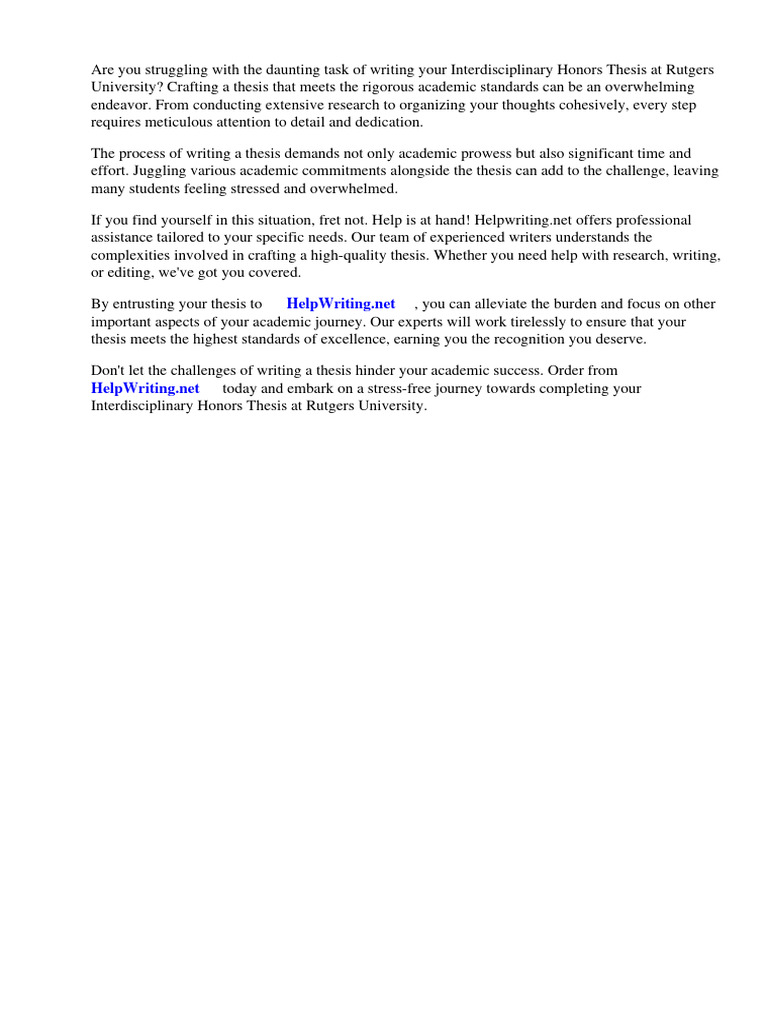 Interdisciplinary Honors Thesis Rutgers | PDF | Science | Interdisciplinarity