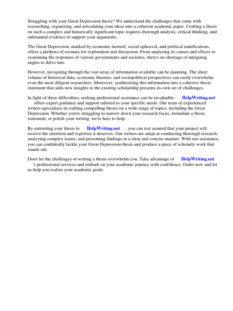 Great Depression Thesis Ideas | PDF | Great Depression | Unemployment