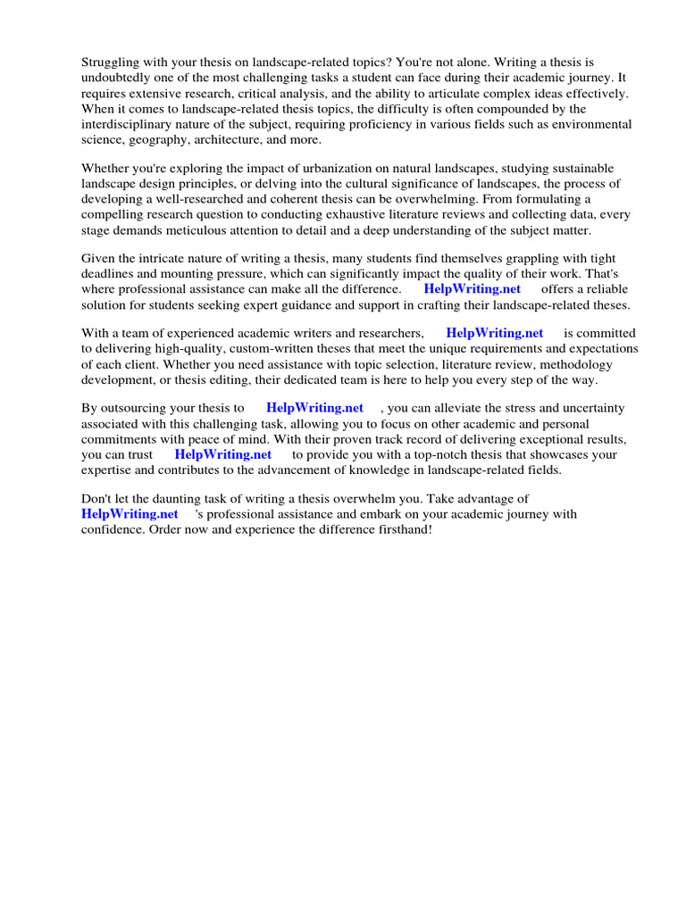 Landscape Related Thesis Topics | PDF | Thesis | Landscape