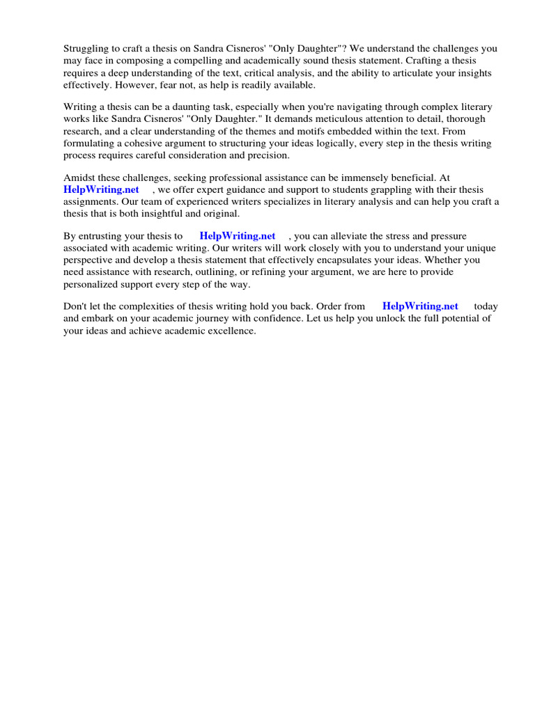 Sandra Cisneros Only Daughter Thesis | PDF