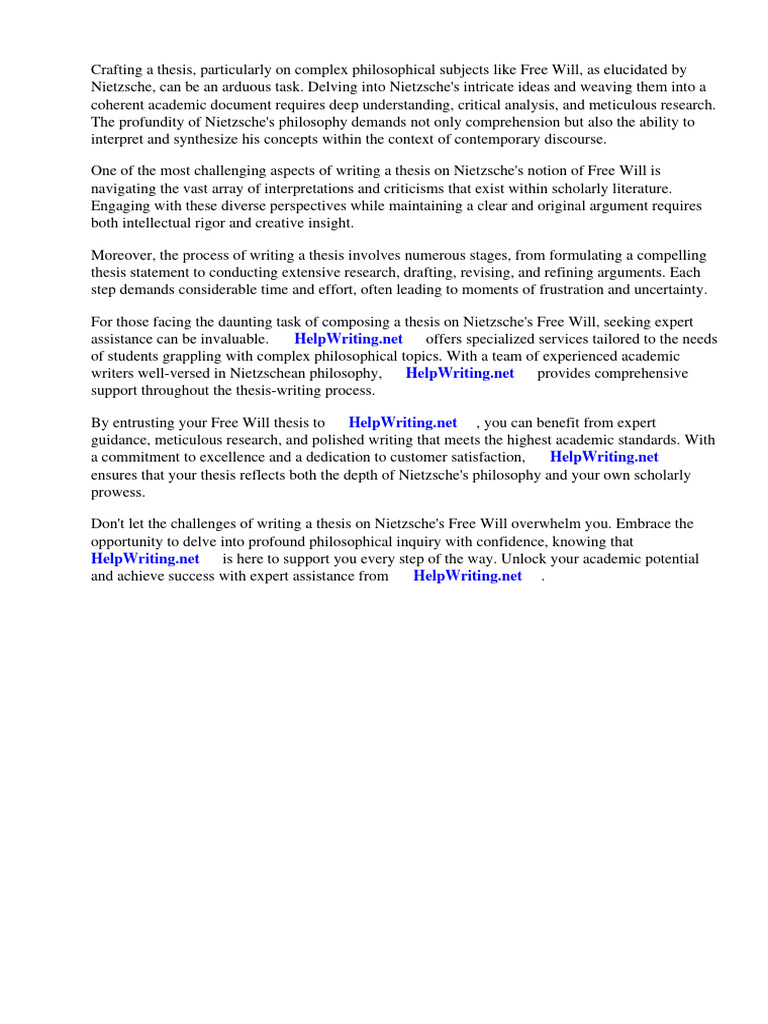 Writing a Thesis on Nietzsche's Free Will | PDF | Friedrich Nietzsche ...
