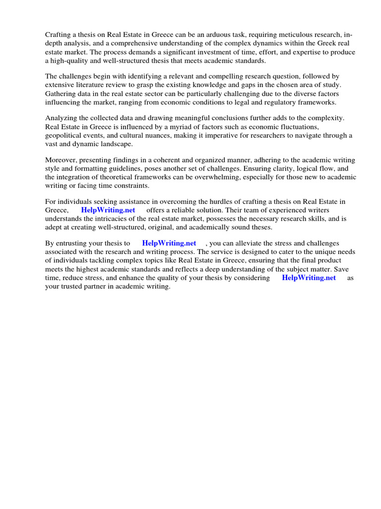 Thesis Real Estate Greece | PDF