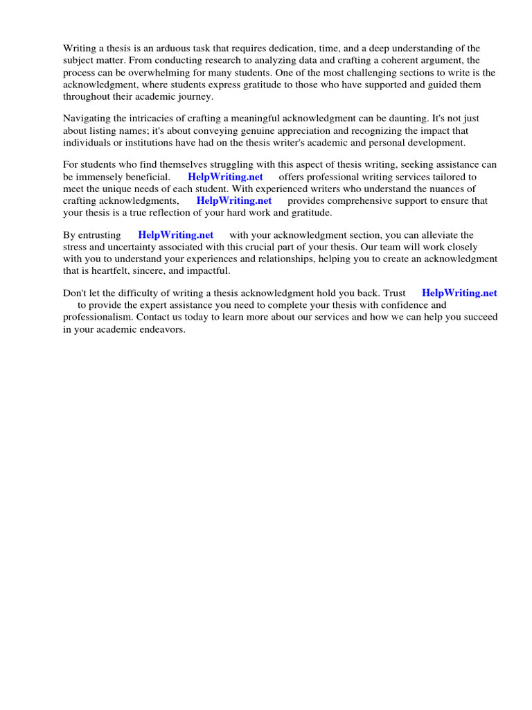 Sample Acknowledgement Thesis Student | Download Free PDF | Thesis