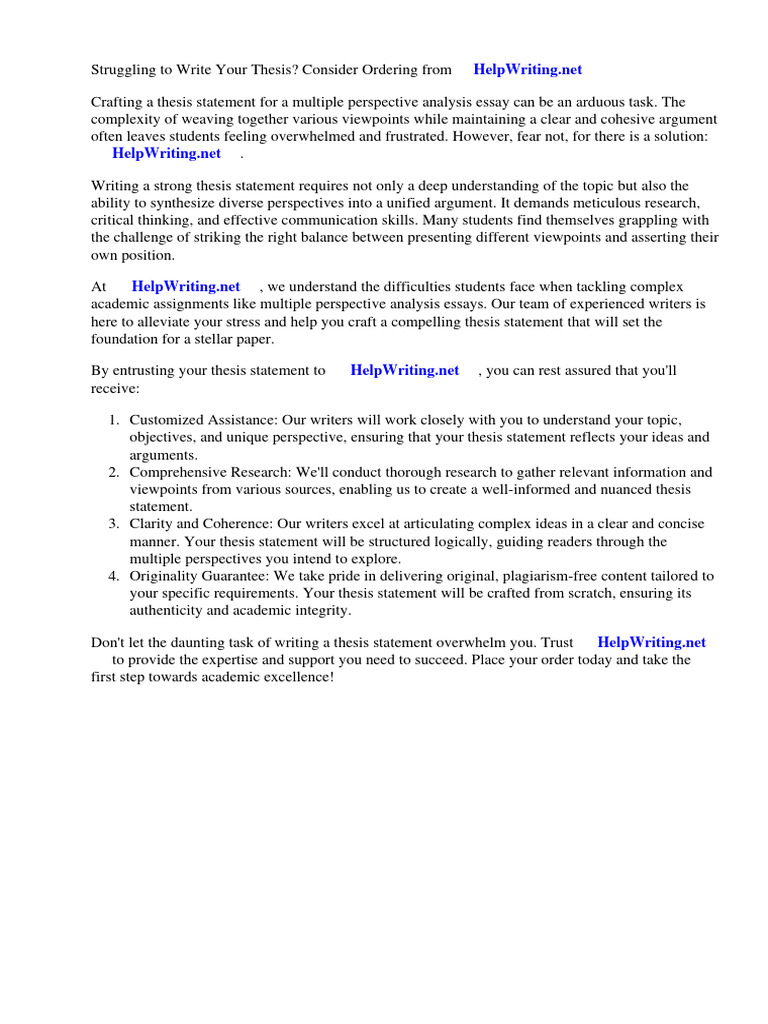 Which Is An Example of A Strong Thesis Statement For A Multiple ...