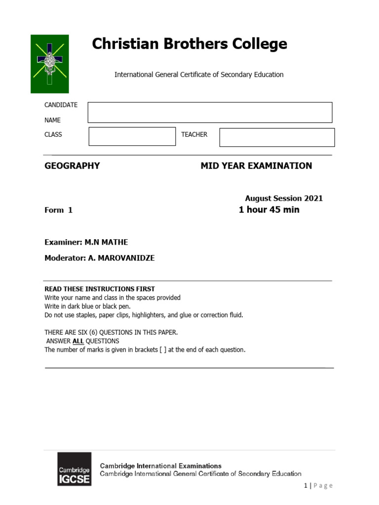 [Template] FORM 1 MID YEAR EXAMINATION 2021 ONLINE VERSION (1) | PDF