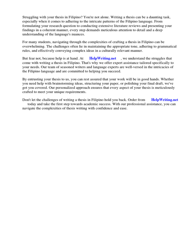 Thesis Pattern in Filipino | PDF | Tagalog Language | Human Communication