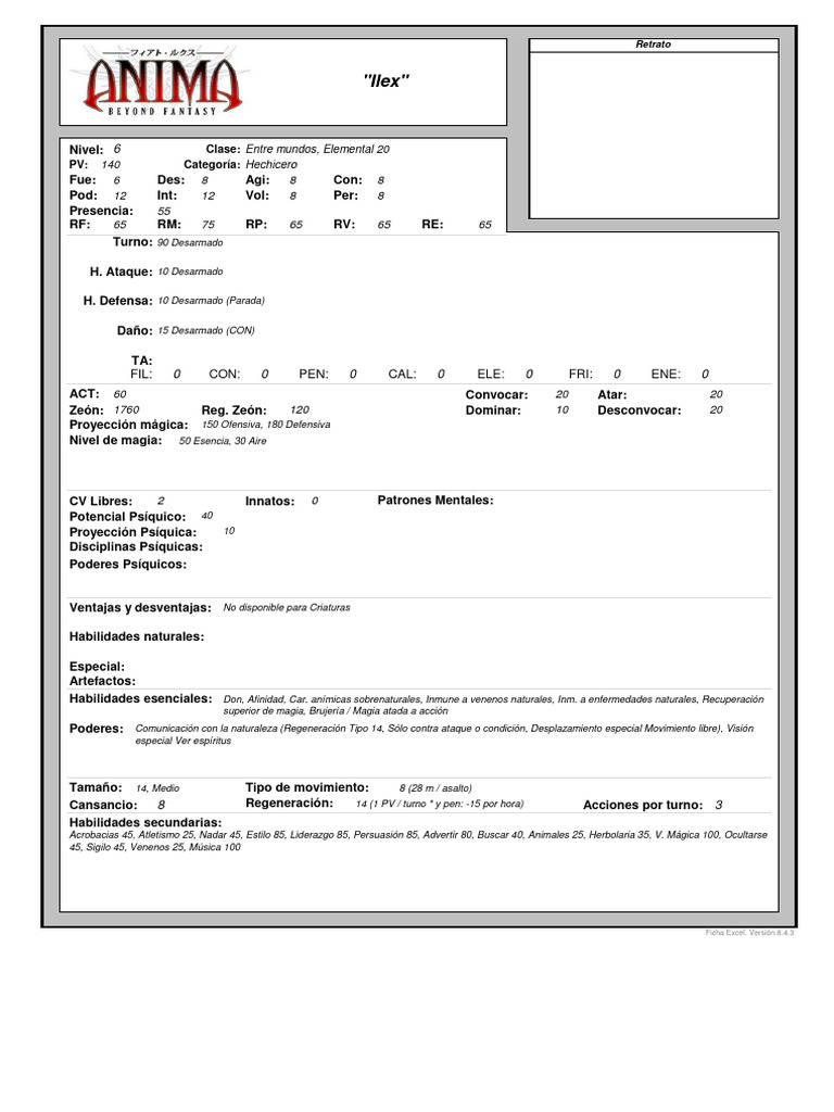 Ficha de Personaje: Hechicero Elemental | PDF