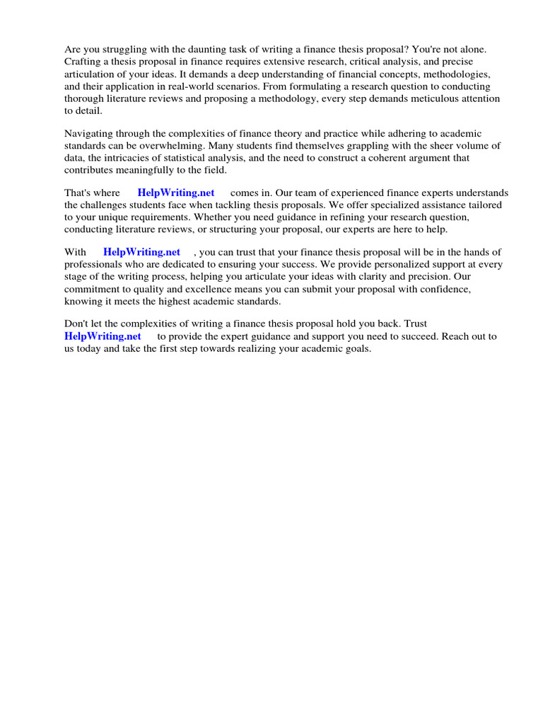 Finance Thesis Proposal | PDF