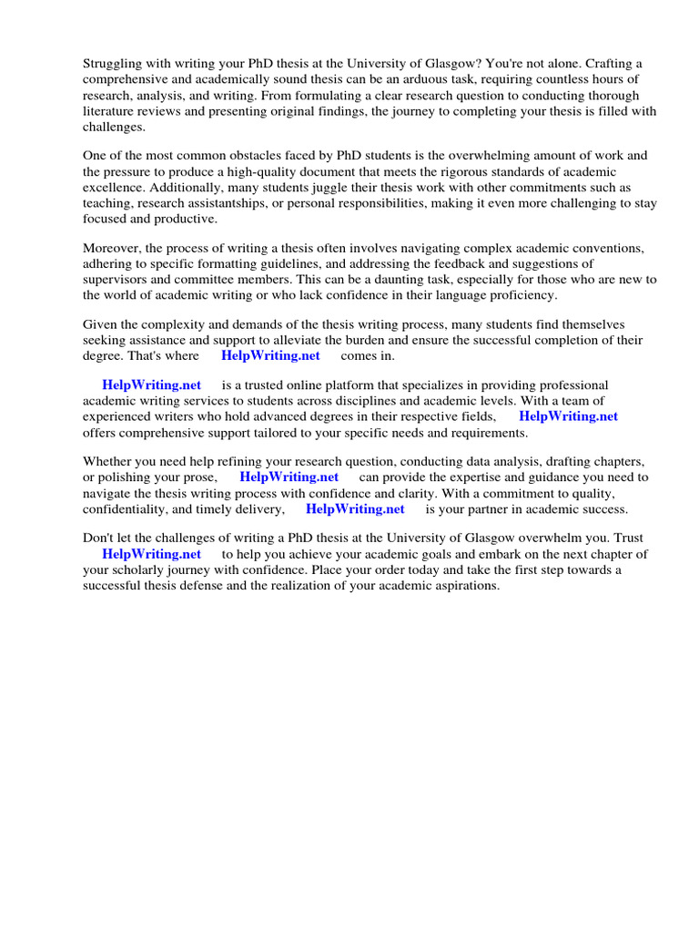 PhD Thesis Help for Glasgow Students | PDF