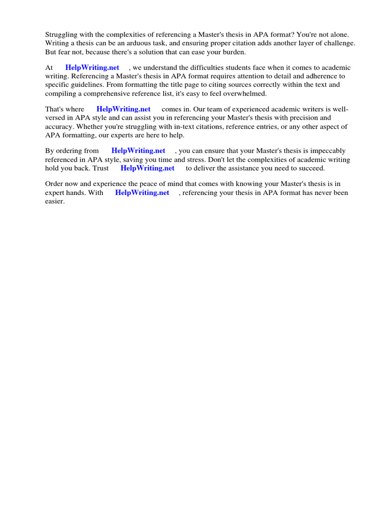 How To Reference A Masters Thesis in Apa | PDF | Apa Style | Thesis