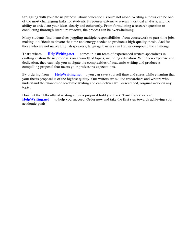 Example of Thesis Proposal About Education | PDF | Thesis | Doctor Of ...