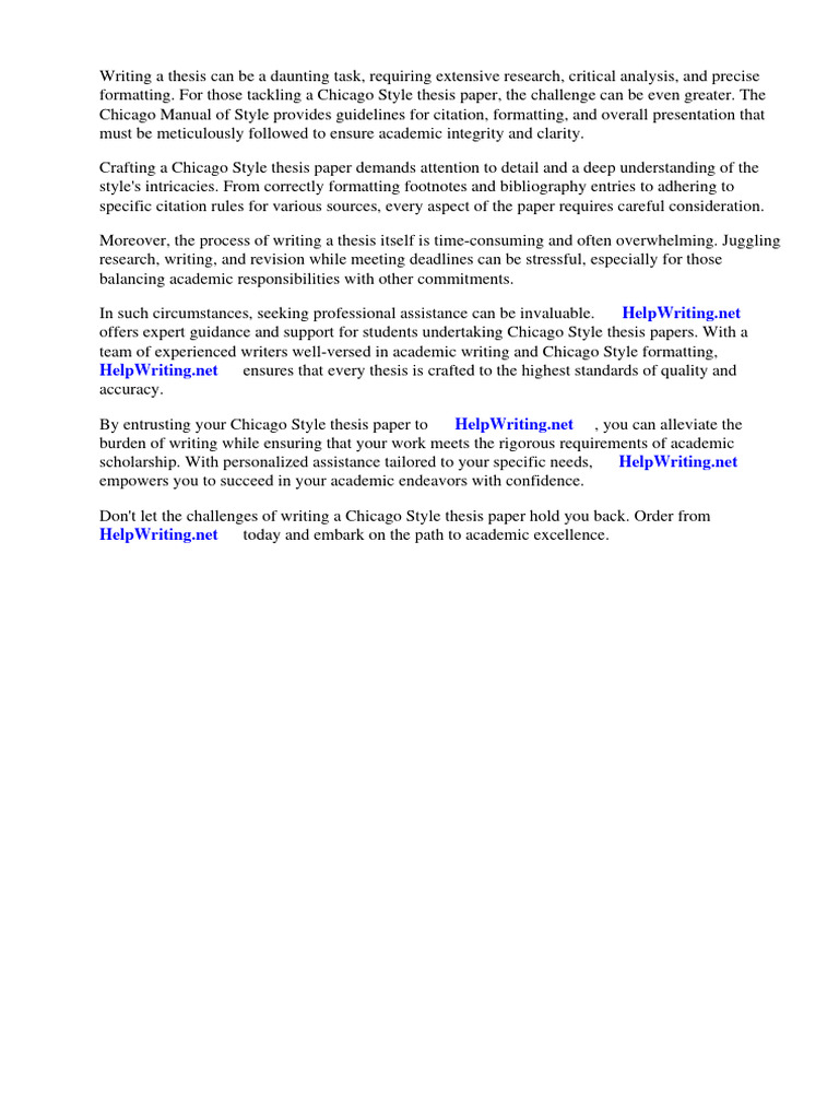 Chicago Style Thesis Paper | PDF | Citation | A Manual For Writers Of ...