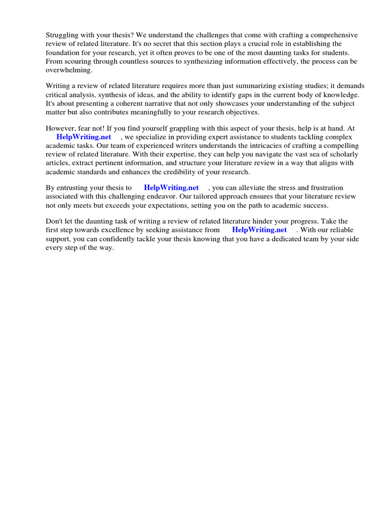 Review of Related Literature Example in Thesis | PDF