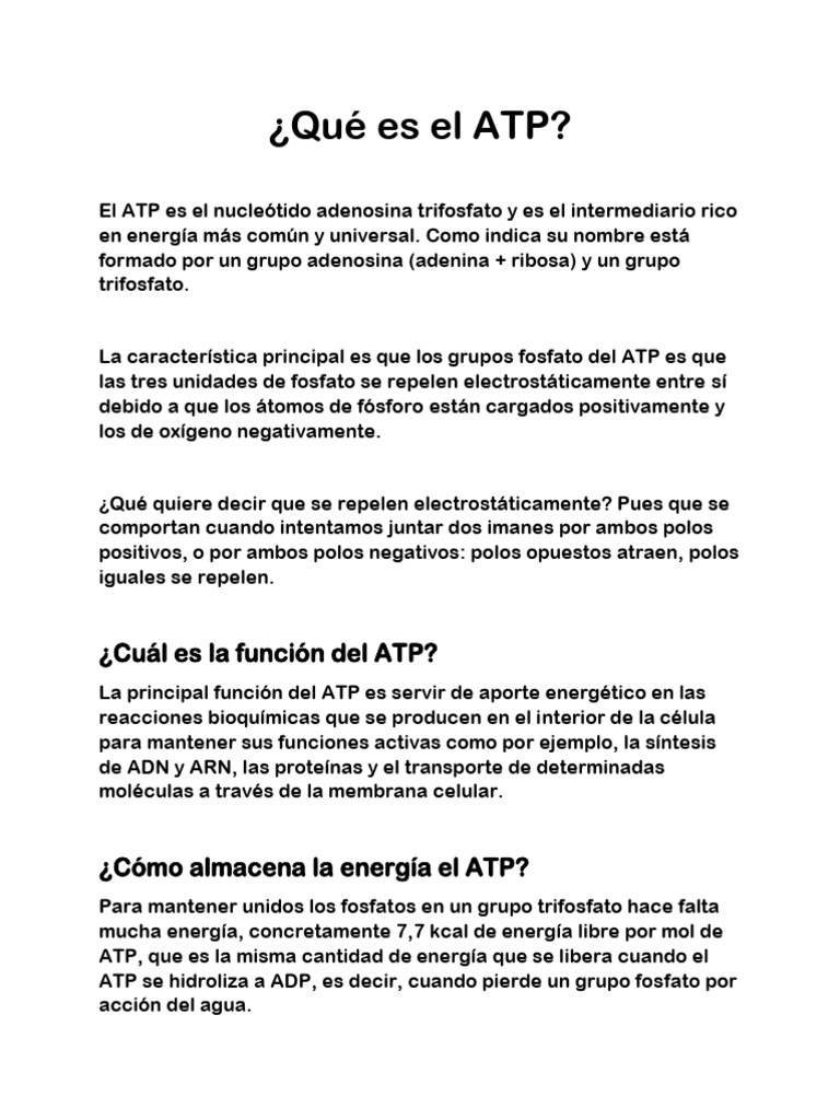 Qué Es El ATP | PDF | Trifosfato de adenosina | Fosforilación