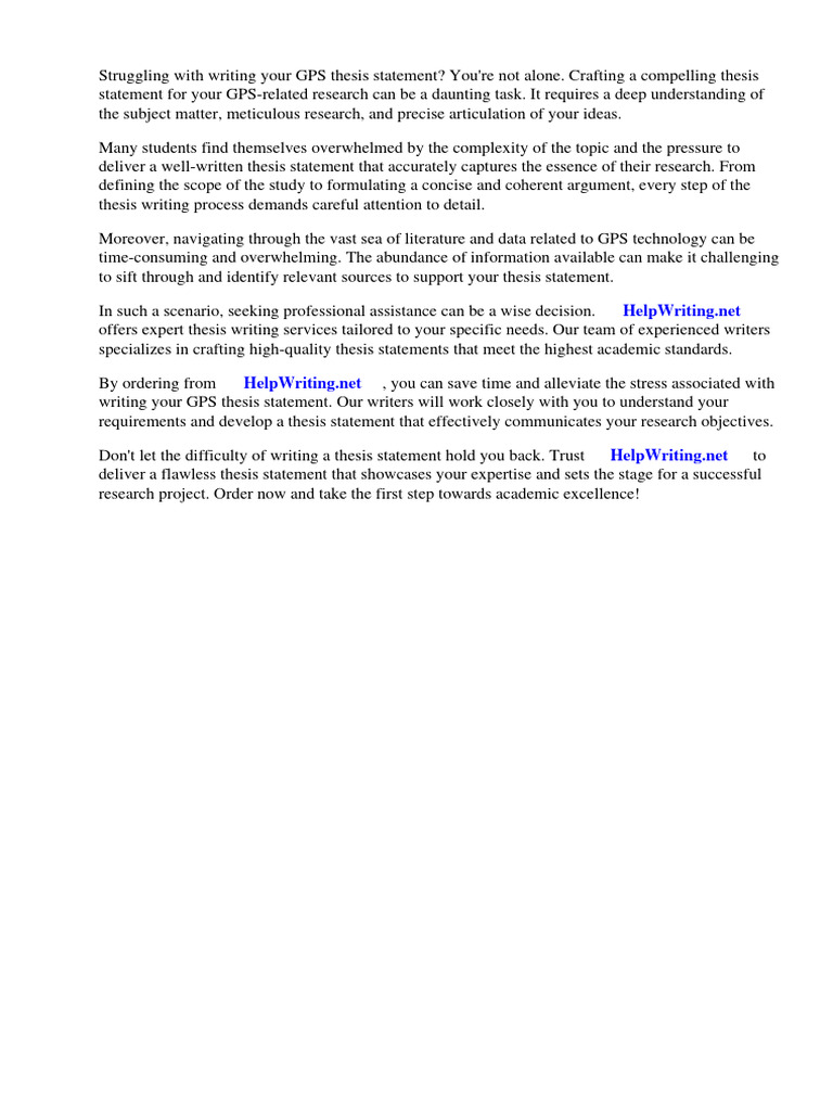 Gps Thesis Statement | PDF