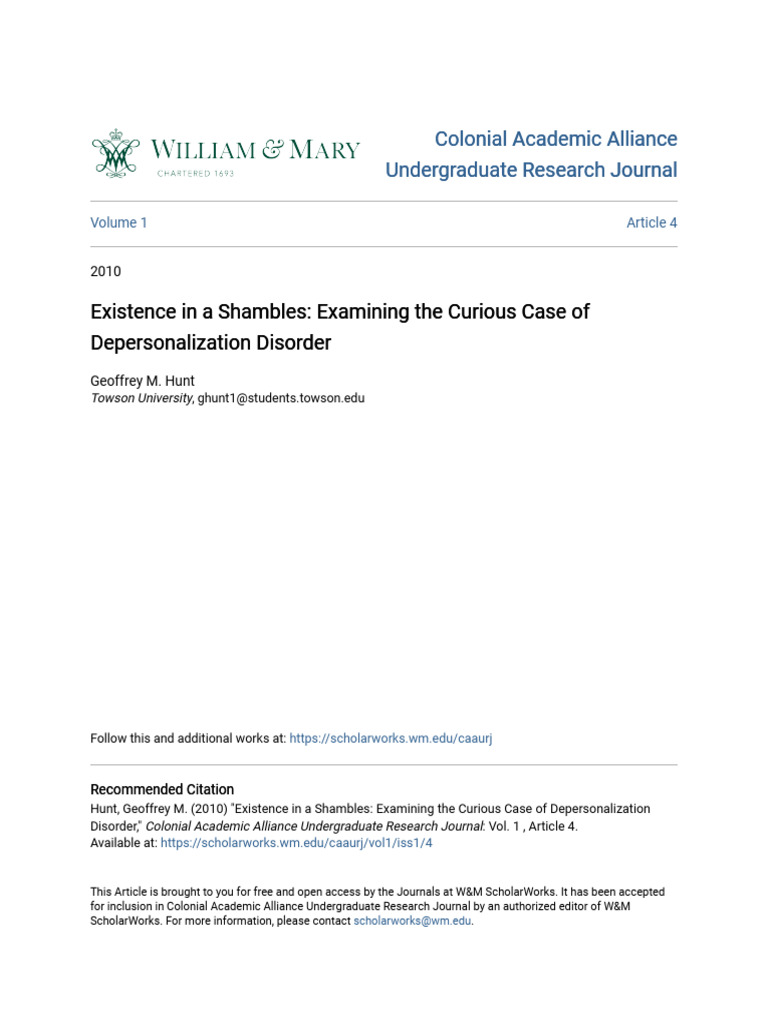 Depersonalization Disorder | PDF | Psychological Trauma | Dissociation ...