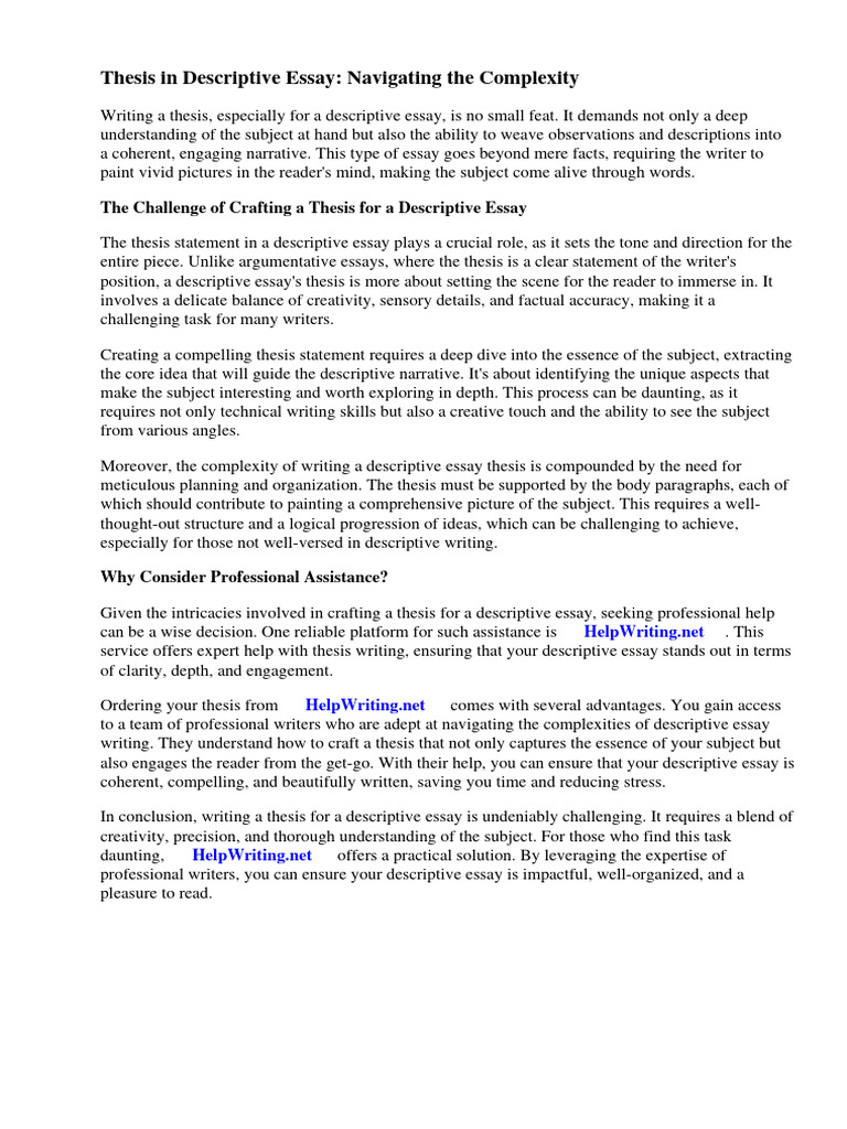 Thesis in Descriptive Essay | PDF | Essays | Experience