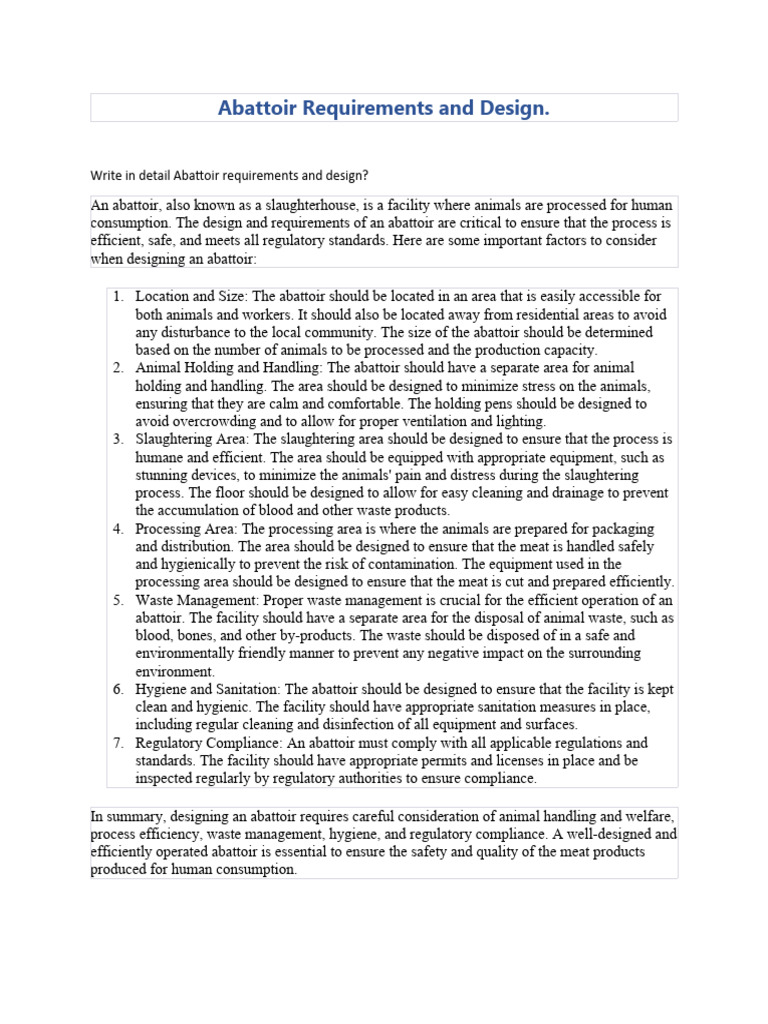 Abbatior design | PDF | Slaughterhouse | Animal Slaughter