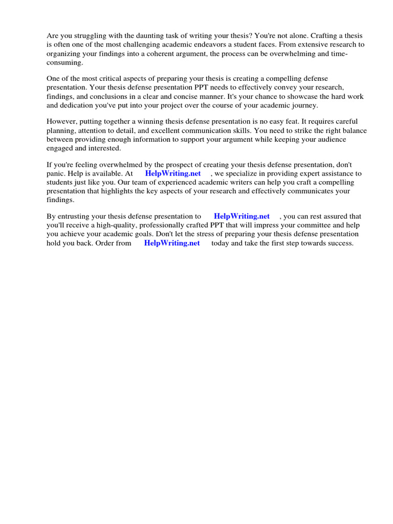 Thesis Defence Presentation Ppt | PDF