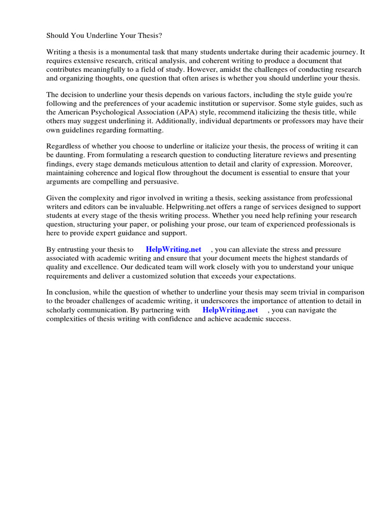 Should You Underline Your Thesis | PDF | Thesis | Essays Should You Underline Your Thesis | PDF | Thesis | Essays