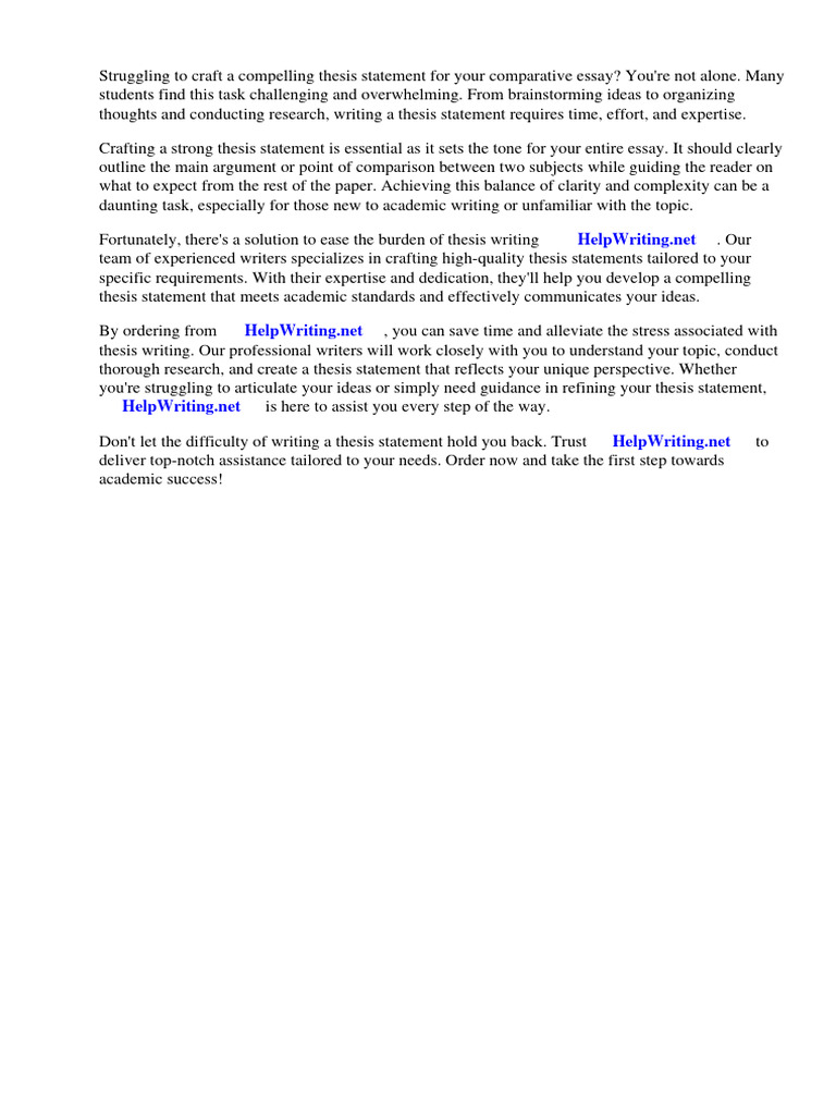 Example of Comparative Essay Thesis Statement | PDF | Essays | Thesis