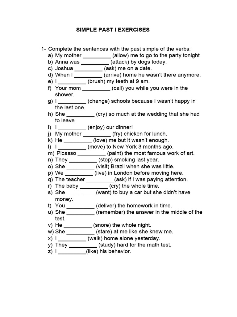 Simple Past I Exercises | PDF