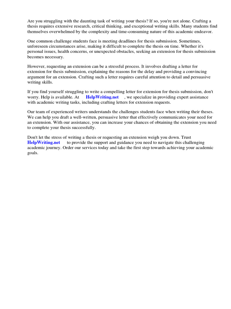 Letter For Extension For Thesis Submission | PDF | Thesis | Wiki