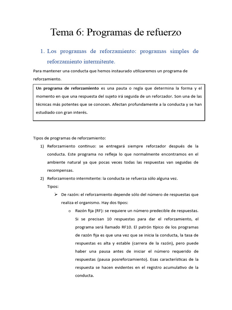Tema 6 Programas de Refuerzo | PDF