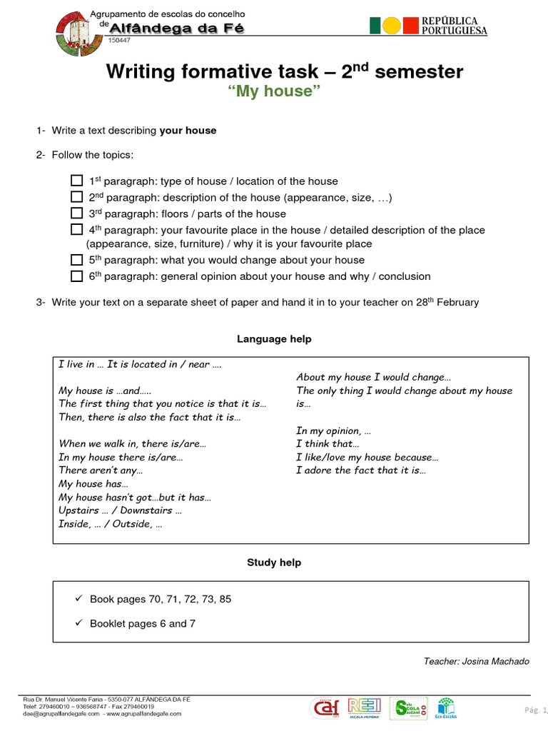 Describing A House - Instruction For Formative Task - 2nd Semester ...