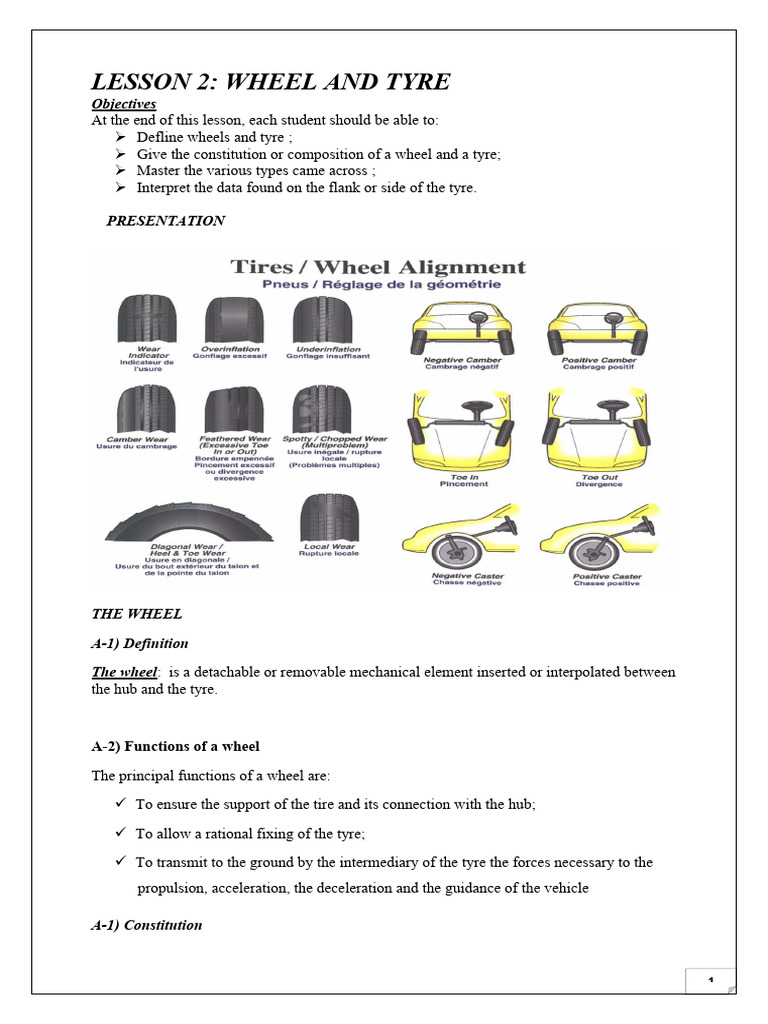 LESSON 2 Wheels and Tyres | PDF
