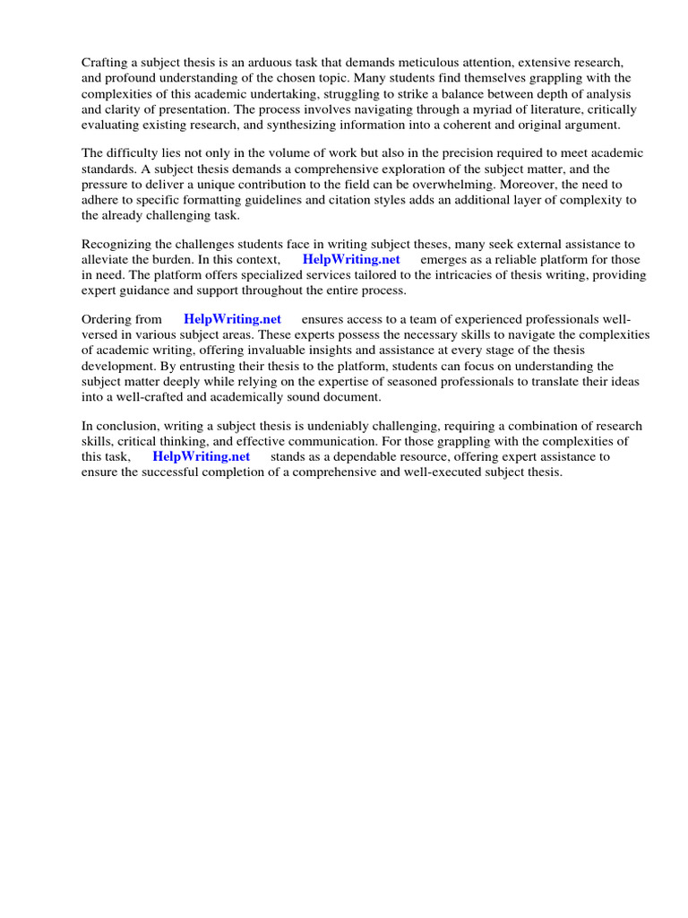 Subject Thesis Definition | PDF | Essays | Thesis