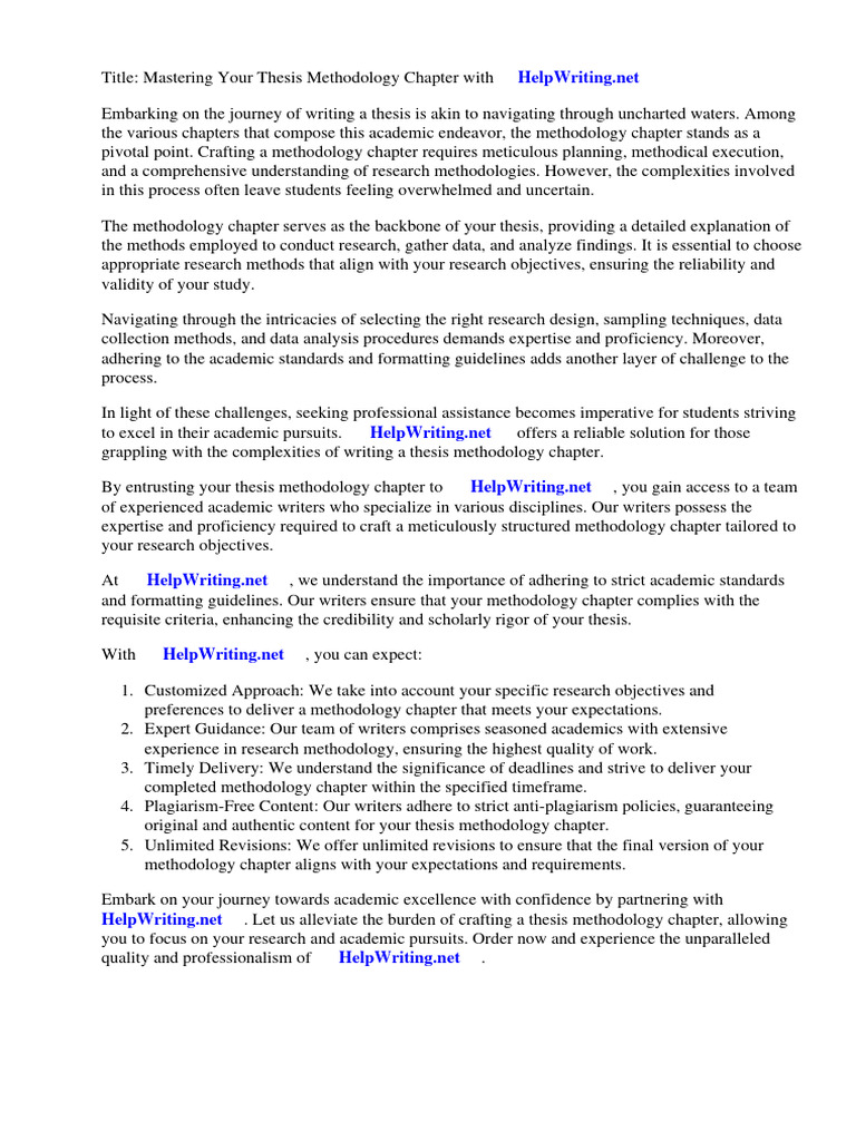 Example of Thesis Methodology Chapter | PDF