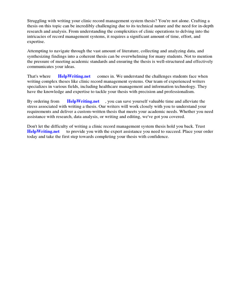 Clinic Record Management System Thesis | Download Free PDF | Electronic Health Record | Databases