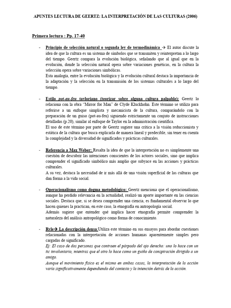 Apuntes Lectura Geertz 2006 | PDF | Historia