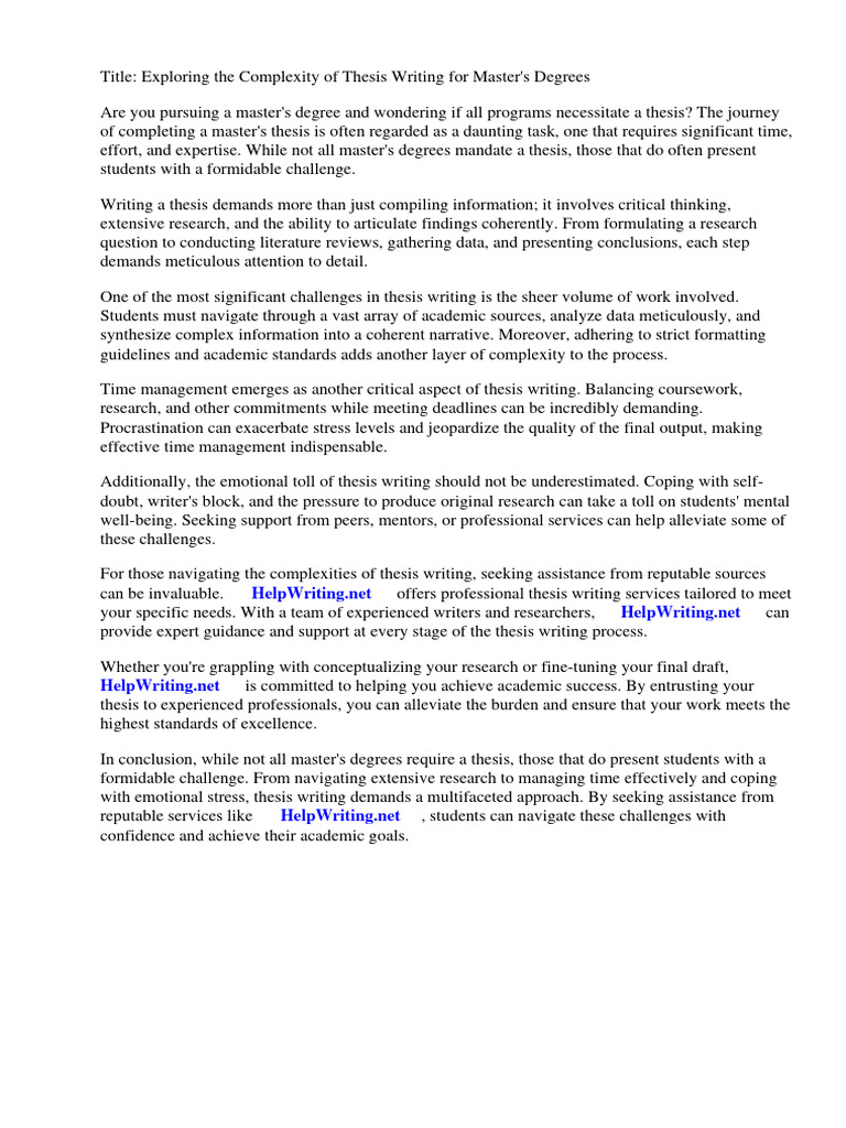 Do All Masters Degrees Require A Thesis | PDF | Academic Degree | Thesis