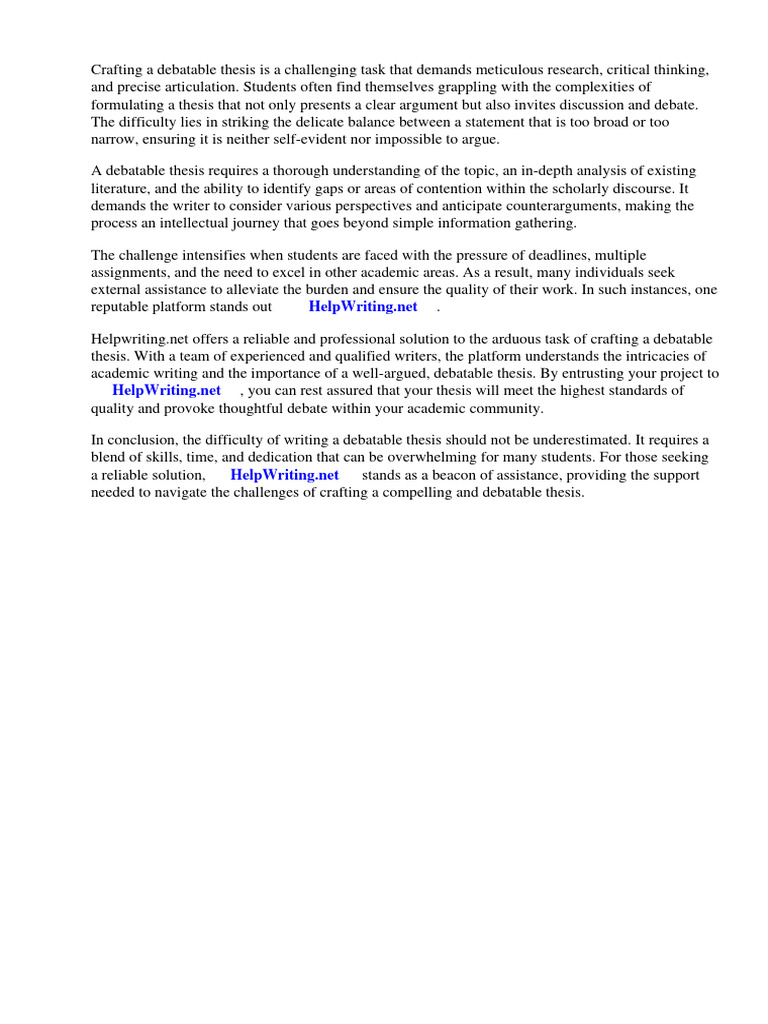 Debatable Thesis Definition | PDF