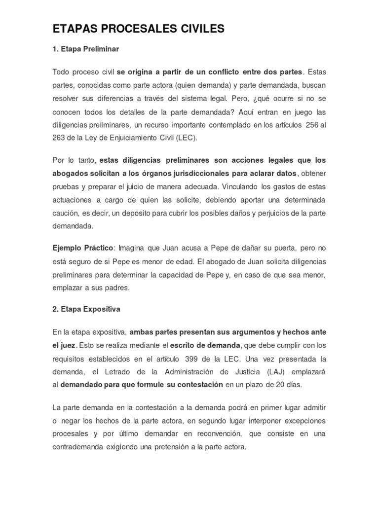 Etapas Procesales Civiles | Descargar gratis PDF | Sentencia (ley ...