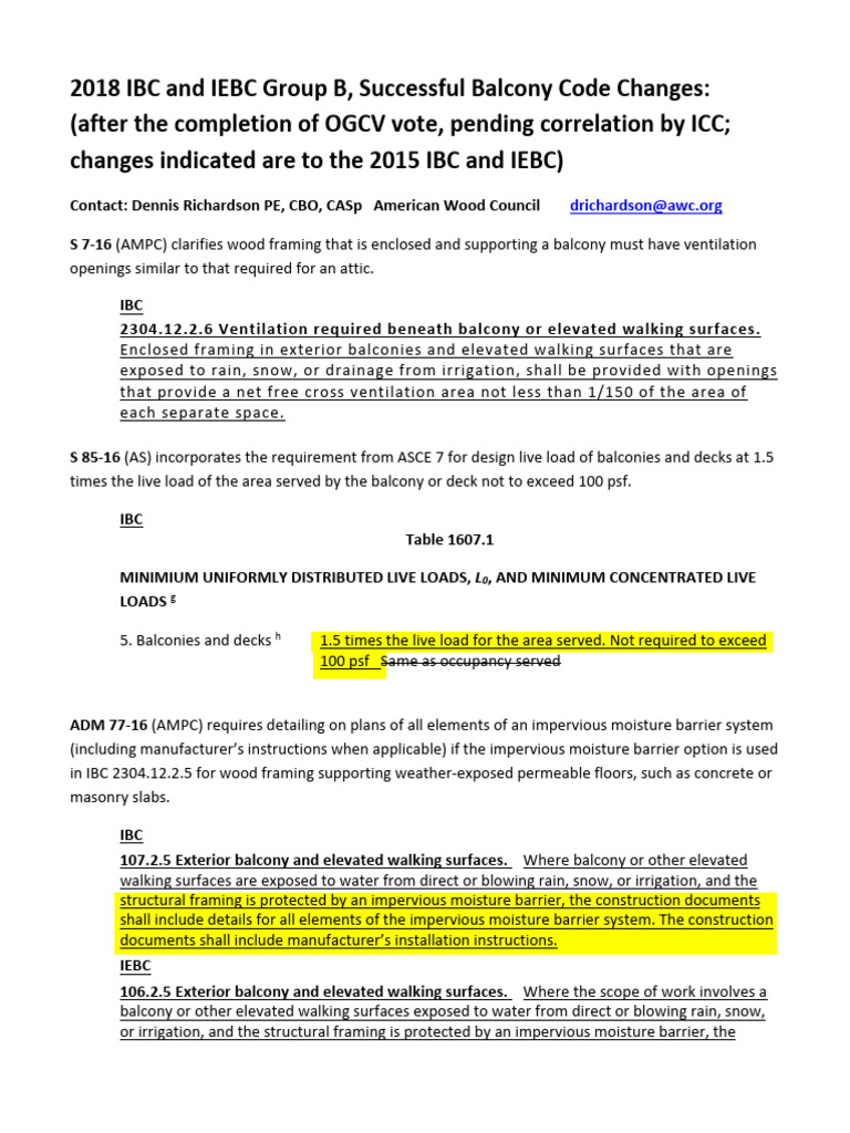 2018 IBC Changes For Balconies | PDF | Technology & Engineering | Home ...
