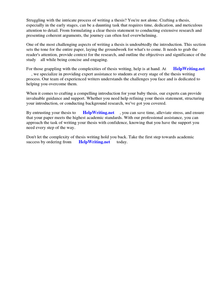 Sample Introduction of Baby Thesis | PDF