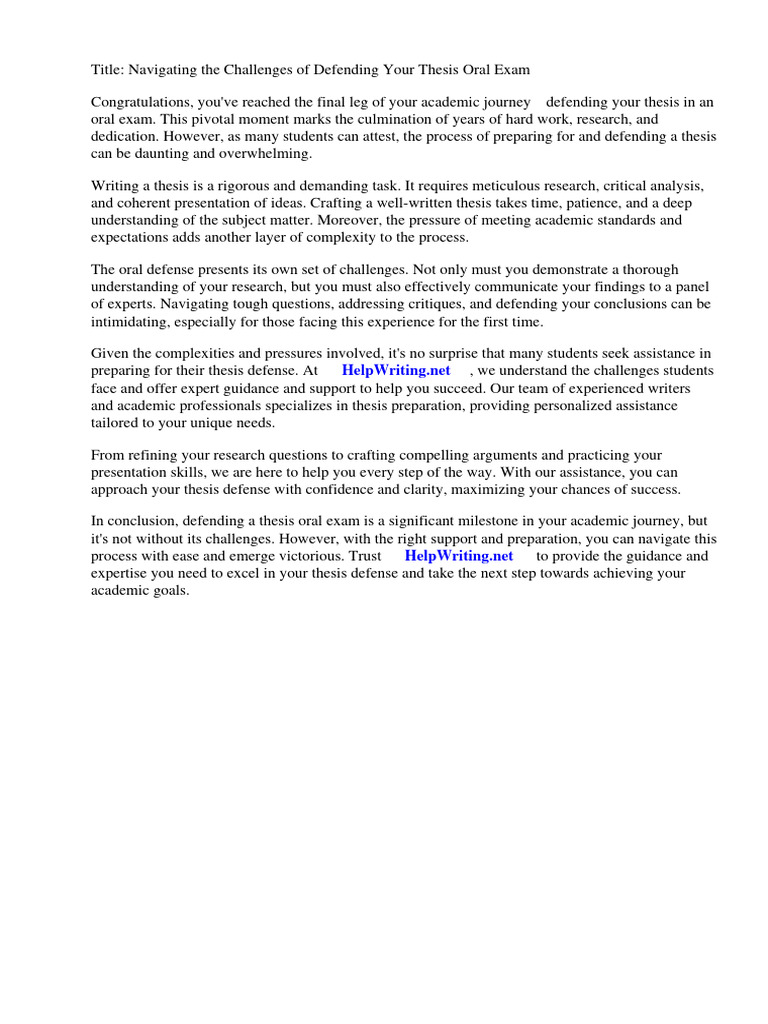 Defending A Thesis Oral Exam | PDF | Thesis | Science