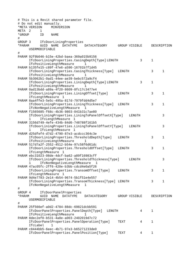 IFC Shared Parameters RevitIFCBuiltIn Type - ALL | PDF | Data Type | Integer (Computer Science)