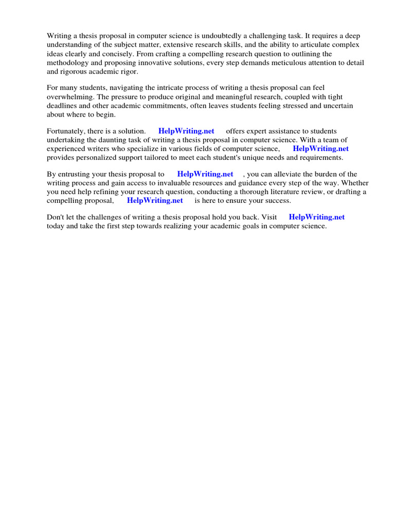 Thesis Proposal Format Computer Science | PDF