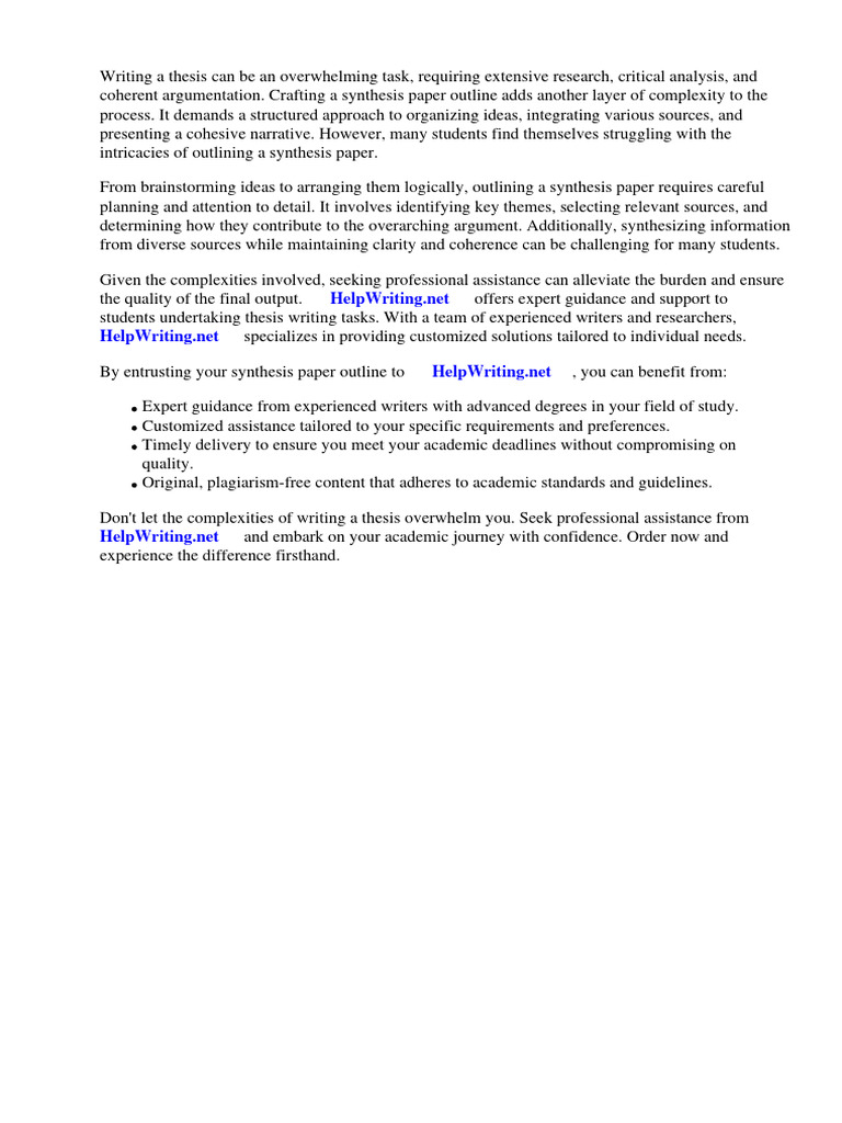 Write Synthesis Paper Outline | PDF | Essays | Apa Style