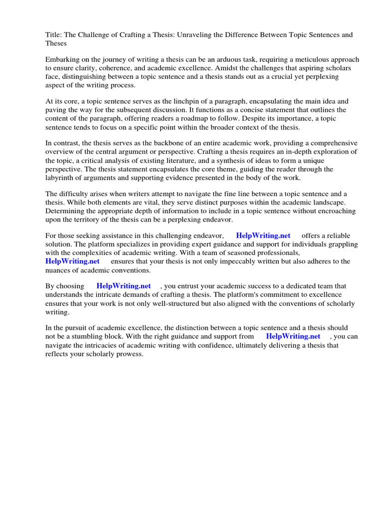 Difference Between Topic Sentence and Thesis | PDF | Career & Growth