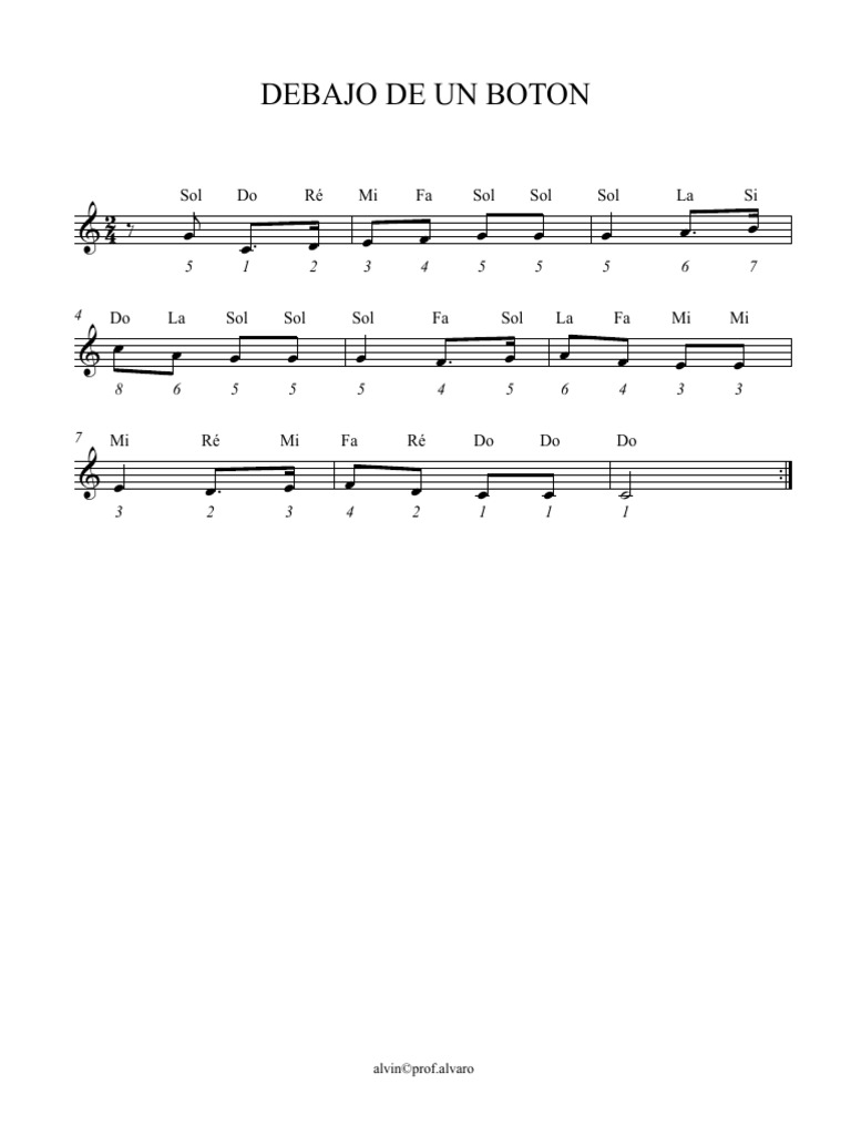 DEBAJO de UN BOTON - Partitura Completa | PDF