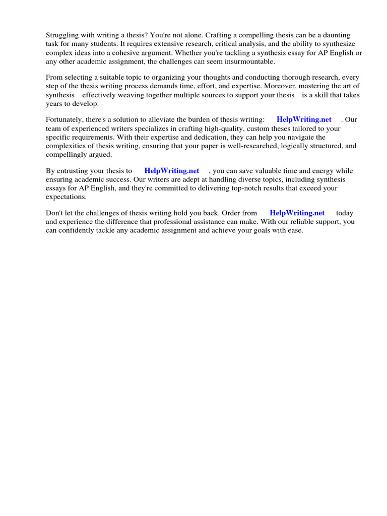 Synthesis Essay Examples AP English | PDF | Essays | Thesis