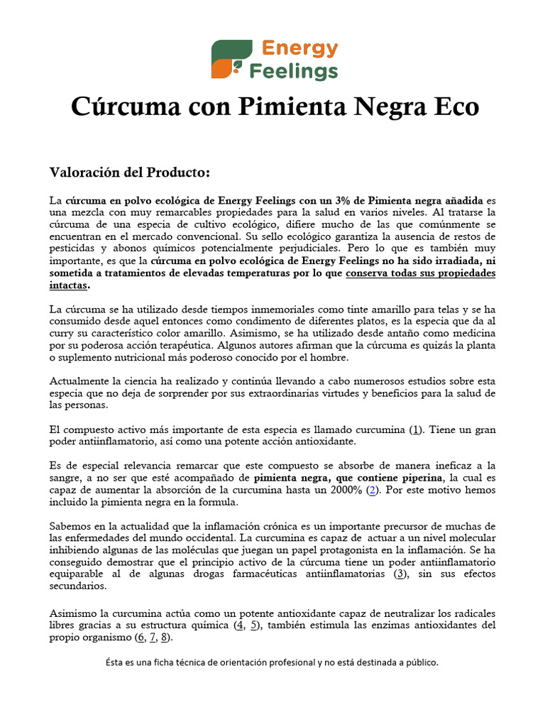 Curcuma FT Curcuma Pimienta Negra Eco v.19.07.1 Es | PDF