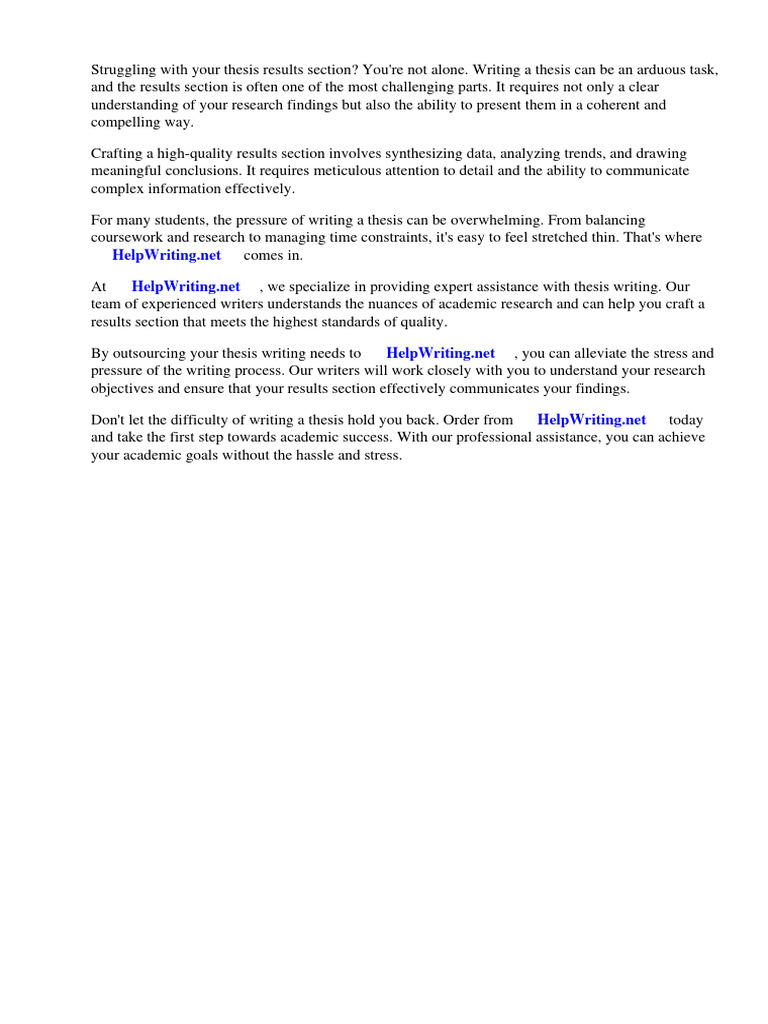 Thesis Results Section Sample | PDF