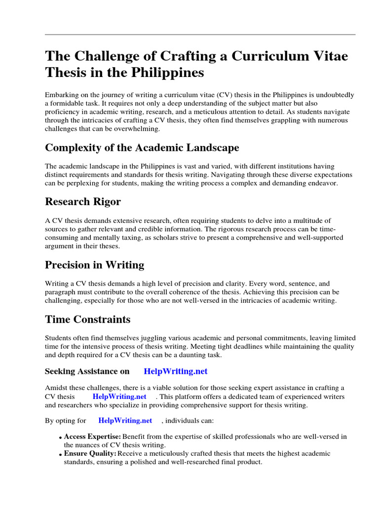 Curriculum Vitae Thesis Philippines | PDF | Résumé | Curriculum